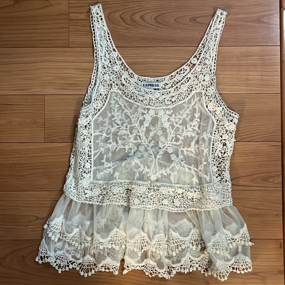 Express | Tops | 22 Boho Express Off Whitecream Sexy Lace Sheer Top ...